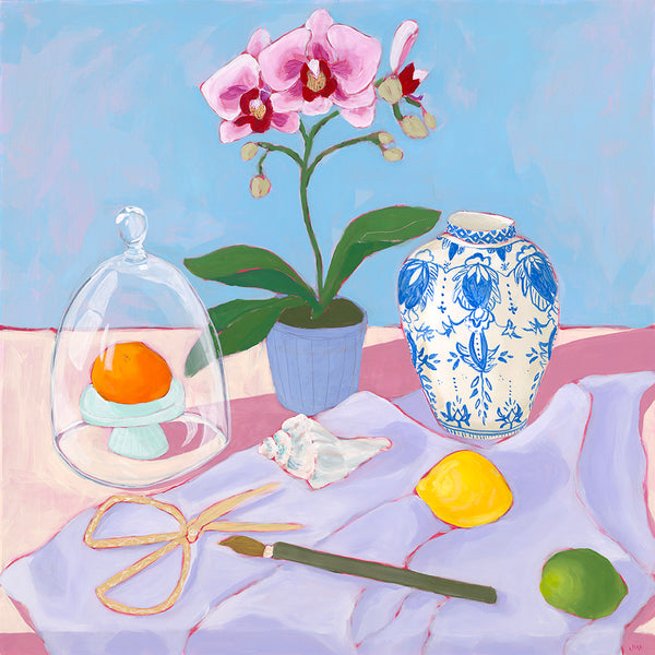 Still Life with Cloche, 30"x30" Painting - Jennifer Allevato Fine Art